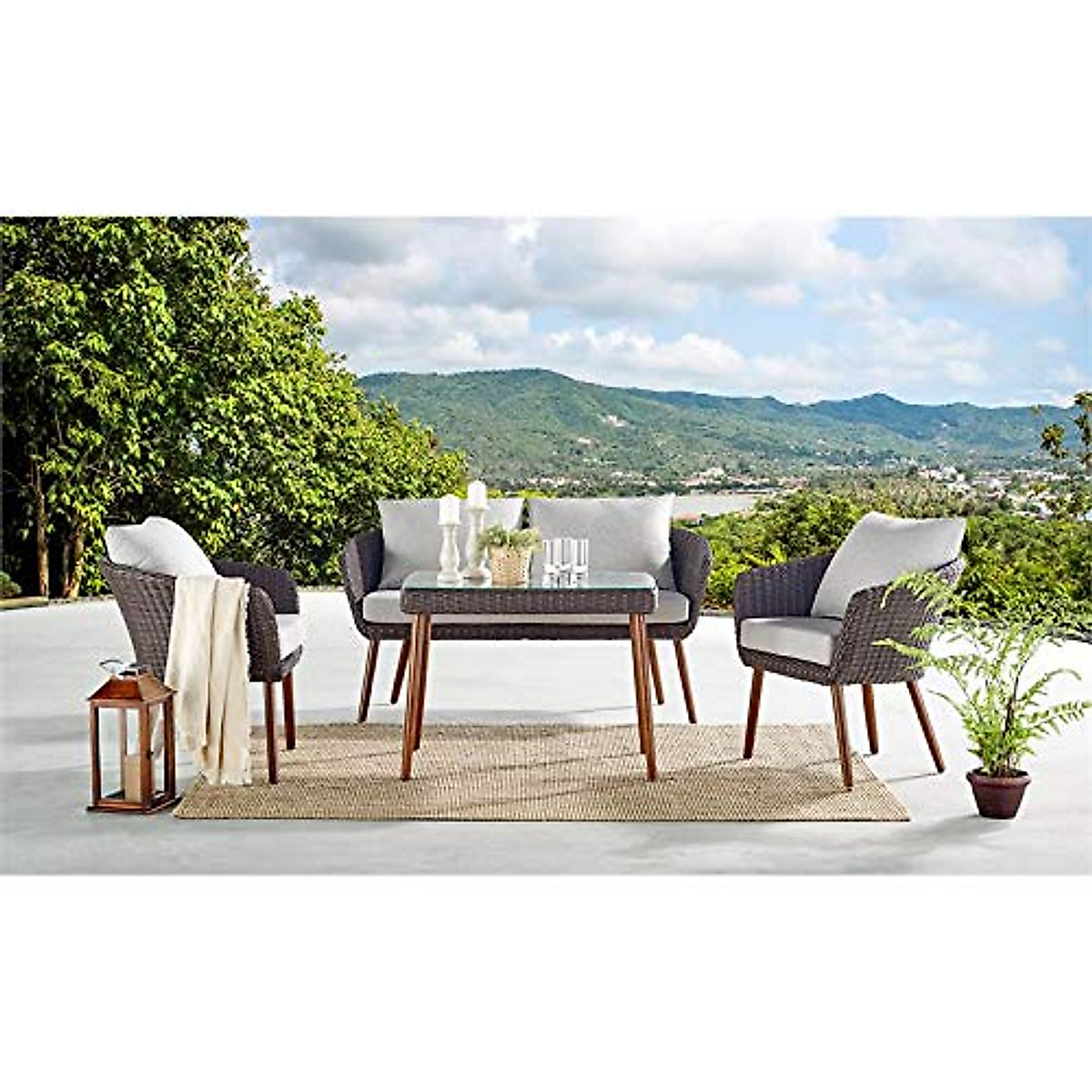 Athens All-Weather Wicker Outdoor 26" H Cocktail Table with Glass Top