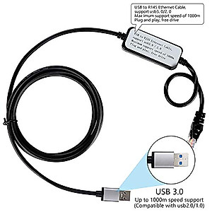 Moyina USB3.0 to RJ45 Gigabit Ethernet Network Cable for Switch, Router, Gateway, Modem with MacBook,Windows, Chromebook,Surface Pro, Linux