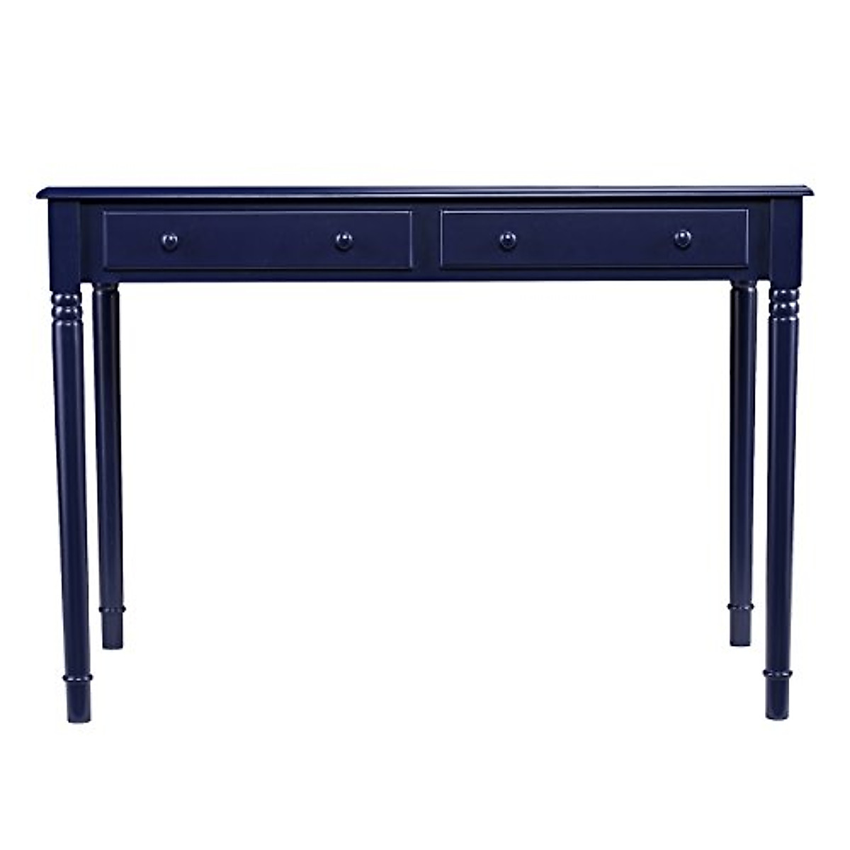 Navy Writing Desk - Open Desktop w/ 2 Drawers - Elegant Design w/ Royal Blue Finish