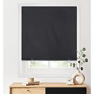 LazBlinds 100% Blackout Roller Shades, No tools No Drill Cordless Blinds for Windows, Thermal Insulated UV Protection Privacy Window Shades for Bedroom (36''W x 72''H, Black)