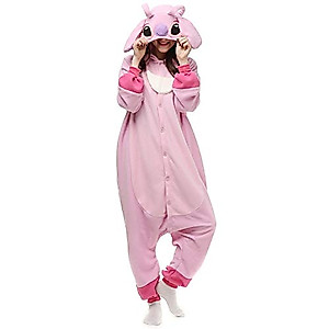 TSMY GLADCOS Halloween Costumes Unisex Pyjamas Stitch Onesie Pajamas Adult Large Pink