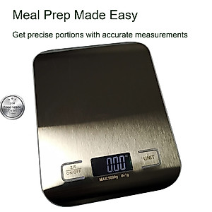 Digital Food Kitchen Scale Baking, Cooking, Keto and Meal Prep, Small, 304 Stainless Steel， High Precise Measuring Scale for Food Ounces and Grams, Blue Surface with Backlit LCD Display