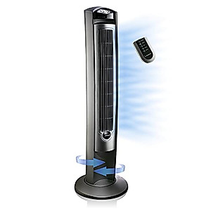 Lasko Portable Electric 42" Oscillating Tower Fan with Nighttime Setting, Timer and Remote Control for Indoor, Bedroom and Home Office Use, Silver, T42951