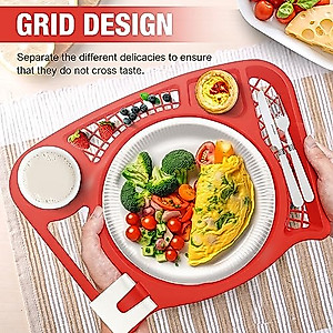 STBoo Paper Plate Holders Reusable - Plastic Plates Holder Heavy Duty | Picnic Tray Reusable Set Dishwasher Safe | Paper Plate Dispenser for 4th of July, BBQ's, Parties,Camping (4 Set-Red)