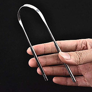 YIBIDINAY Tongue Scraper Cleaner for Adults Surgical Grade Stainless Steel Metal Tongue Brush Dental Kit Professional Eliminate Bad Breath With Non-synthetic Grip (2 Pack)