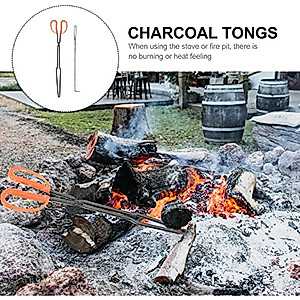 Cabilock Briquettes Hook 1 Set Briquette Tongs Iron Log Pigtail Charcoal Tong