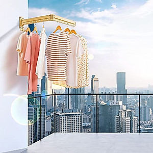 New-Star Clothes Drying Rack Folding Indoor Wall Mounted Drying Rack Clothing Foldable 2 Fold for Laundry Room Organization and Small Space Organization Hanging Clothes Drying Rack