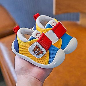 Lykmera Sports Walking Shoes for Baby Boy Girl Infant Non Slip First Walkers Running Shoes Kids Motion Sports Sneaker Shoes (Yellow, 12-15Months)