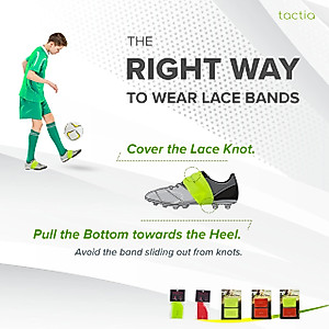 Tactia Soccer Lace Bands Youth – Premium Silicone – Soccer Cleat Lace Bands, Cleat Lace Covers, Lace Bands for Soccer Cleats, Soccer Shoe Lace Bands (2 Pairs, Youth, Green & Red)