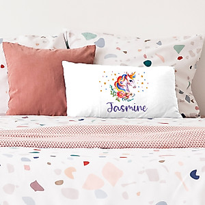Personalized Toddler/Baby Bed Pillowcase w/Name 20"x26" - Customized Unicorn/Cat Pillow Case/Cover for Boy Girl Kids - Custom Travel/Bedding/Crib/Nursery/Infant Organic Cotton Pillowcases Sleeping C1