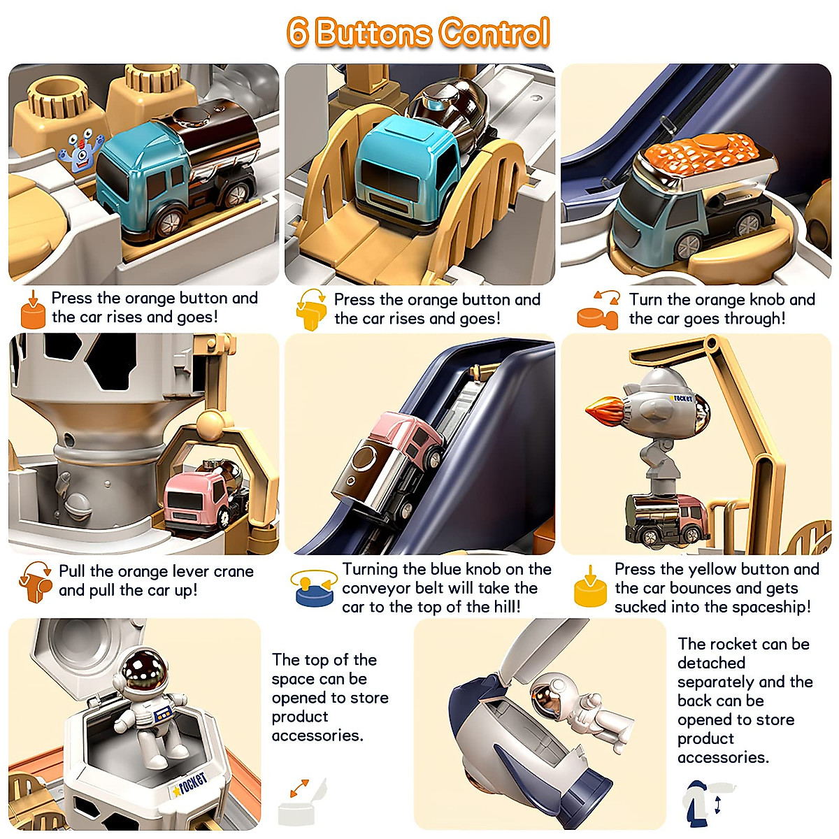 Mostop Kids Race Track Game Car Adventure Toy for 3 4 5 6 7 Years Old Boys Girls, Spaceship Puzzle Rail Track City Rescue Playset Magnet Toy Educational Learning Toddler Race Track with 3 Mini Cars