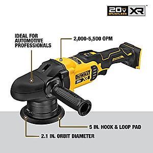 DEWALT 20V MAX* XR Cordless Polisher Kit, Variable-Speed, Random Orbit, 5-Inch (DCM848P2)