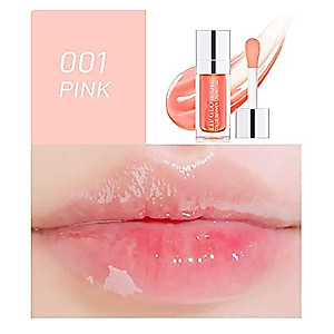Plumping Lip Oil, Long Lasting Hydrating Lip Gloss Tinted Lip Balm Non-sticky Revitalizing, Tinting Lip Care Oil for Dry Lip (PINK)