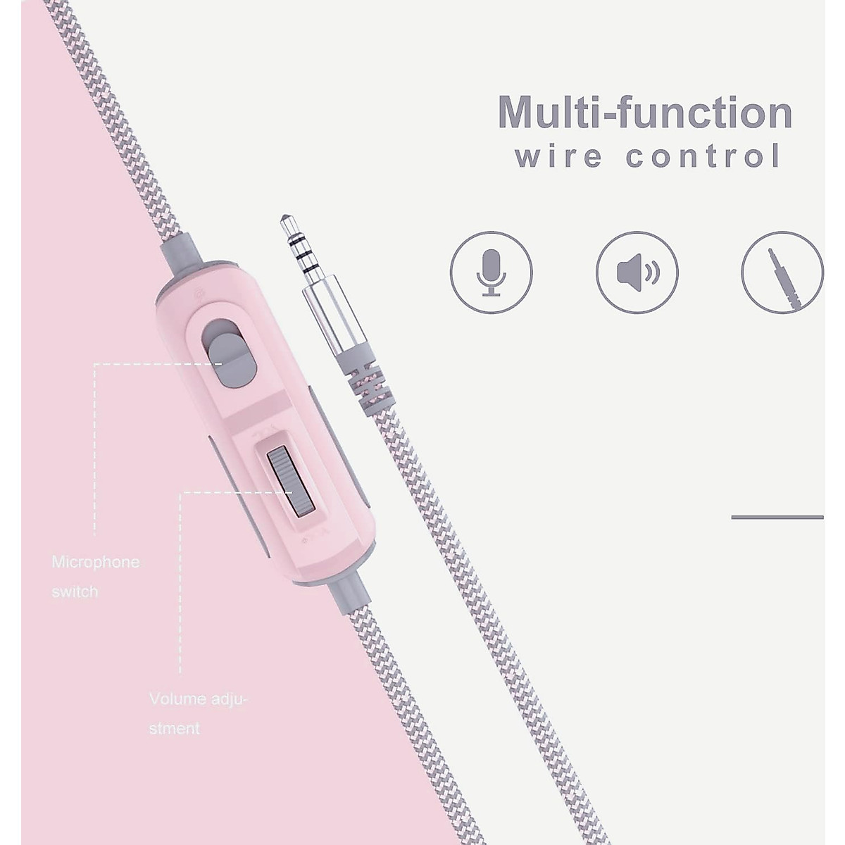 Pink Cat Ear Headphones Over Ear for Gaming PC, 3.5mm Wired Gaming Headset with Noise Cancelling Mic, Soft Memory Earmuffs Stereo Headset for PS4, PS5, Xbox, Laptop, Mac, Tablet, Smartphone