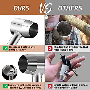 Bushcraft Gear for Survival Settlers Bushscraft Hand Auger Wrench with Flint Scotch Eye Wood Drill Peg and Manual Hole Maker Multitool with leather Case Camping brown