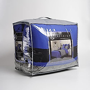 SUPERIOR Maxfield 8 Piece Embroidered Comforter Set, Queen, Blue