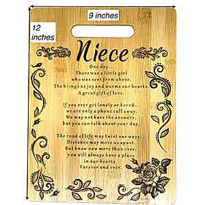 Gift for Niece Birthday, Christmas niece present Engraved Bamboo Cutting board 9” x 12”