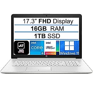 2022 HP Pavilion 17 Laptop, 17.3" FHD IPS Display, 11th Gen Intel i5-1135G7(Up to 4.2GHz, Beat i7-10710U), 16GB RAM, 1TB PCIe SSD, Backlit Keyboard, HDMI, WiFi, Bluetooth, Webcam, Windows 11+JVQ MP