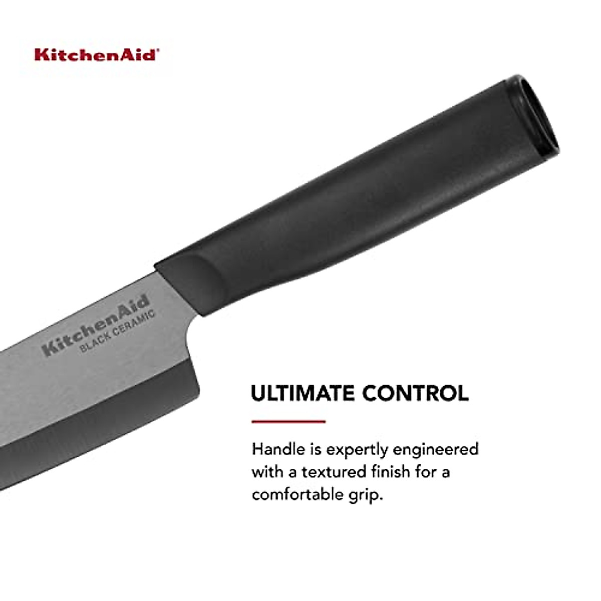 KitchenAid Classic Ceramic Chef Knife with Custom-Fit Blade Cover, Sharp Kitchen Knife, Dishwasher-Safe, 6-Inch, Black