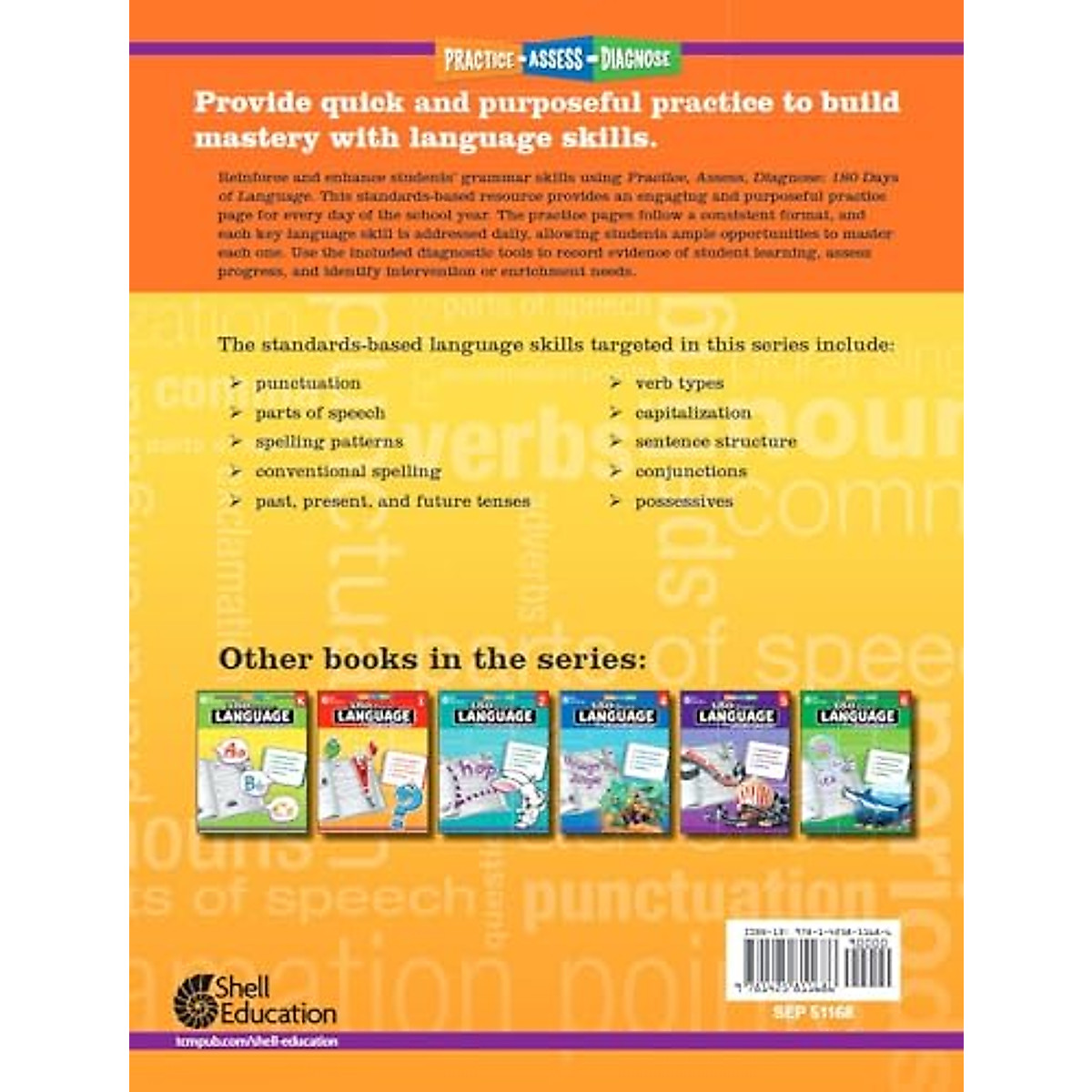 Shell Education 180 Days of Language for Third Grade (180 Days of Practice)