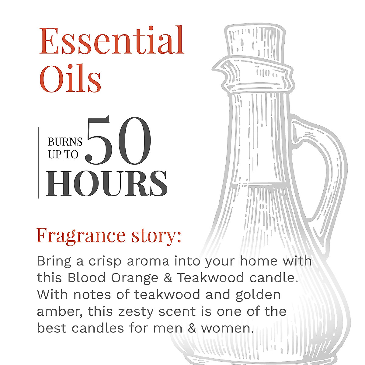 Essential Elements by Candle-lite Scented Candles Blood Orange & Teakwood Fragrance, One 9 oz. Single-Wick Aromatherapy Candle with 50 Hours of Burn Time, Off-White Color