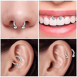 Mayhoop 16G 20Pcs Surgical Steel Nose Rings Septum Rings Captive Bead Rings Horseshoe Piercing Jewelry Cartilage Helix Daith Tragus Earring Hoop Lip Hinged Seamless Nose Hoop Ring for Women Men