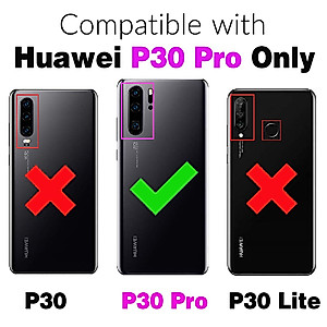 Phone Case for Huawei P30 Pro with Tempered Glass Screen Protector Cover and Stand Kickstand Hard Rugged Hybrid Protective Cell Accessories Rubber Hawaii P30Pro P 30 Pro30 Cases Men Black