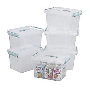 Sosody 6 L Plastic Clear Storage Bins, Small Clear Latch Storage Boxes, 6-Pack