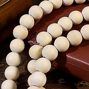 LIOOBO Wood Bead Garland Farmhouse Rustic Country Beads Holiday Decoration Wall Hanging Prayer Beads