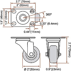 Online Best Service 24 Pack Swivel 2" Caster Wheels Rubber Base with Top Plate & Bearing Heavy Duty (24 Pack Without Brake)