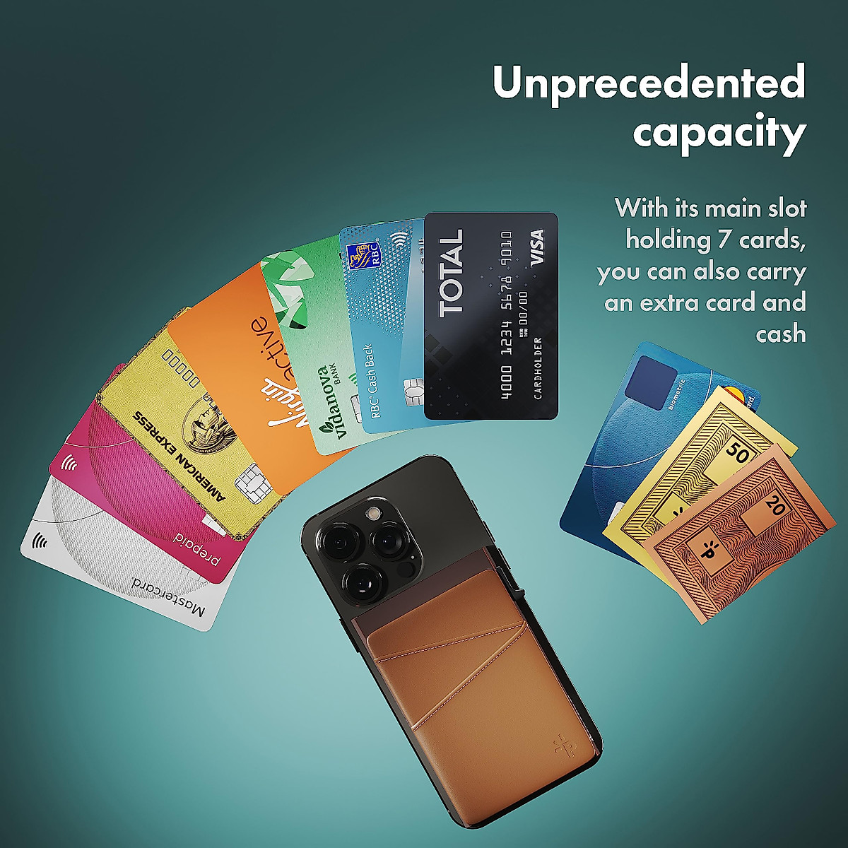 PAGONGO Magsafe Wallet, Mag Safe Wallet Magnetic Minimalist, Pop Up Credit Card Holder with Leather Front Pocket, Apple Wallet Magsafe, Iphone Wallet, Magnetic Wallet Iphone, Brown