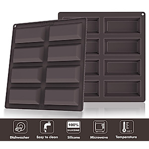 Webake Financier Cake Pan, 8 Cavity Silicone Financier Mold Non Stick Muffin Pan for Biscuits Cookies Bakeware for Oven Baking (2 PCS)