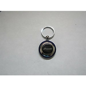1975 1976 1977 1978 1979 1980 1981 1982 GRANADA SCRIPT LOGO ROUND PLASTIC KEYCHAIN - BLUE