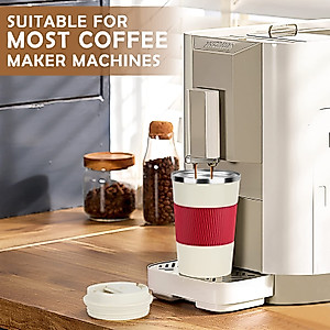 KETIEE 12oz Travel Mug: Vacuum Insulated Coffee Cup with Leakproof Lid, Travel Coffee Mug Stainless Steel Double Walled Reusable Coffee Cup for Hot and Cold Water Coffee (Beige)