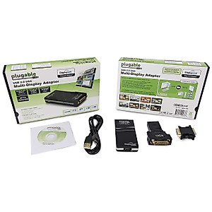 Plugable USB 2.0 to DVI, VGA, or HDMI Multi-Monitor External Video Graphics Card Adapter up to 1920x1080 Supports Windows 11, 10, 8.1, 7, XP, Mac, and ChromeOS