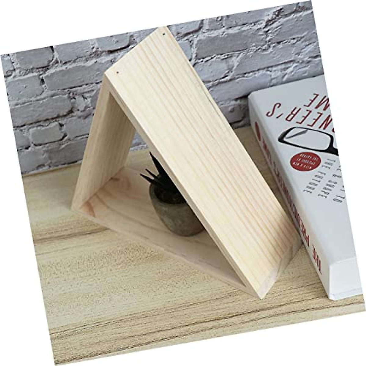 Cabilock 3pcs Room for Home Simple Pinewood Living Hollowed Shape Wall Daily Triangle Rack Bedroom Storage Hand-Made Dispaly Wooden Tool Shelf Use Decoration Hanging Display