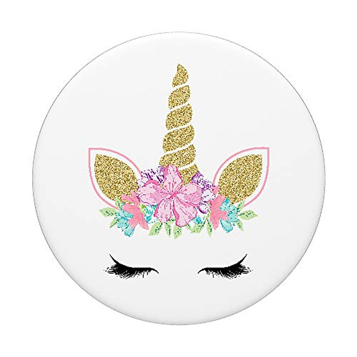 Cute Floral Unicorn Unicorn Face on White PopSockets PopGrip: Swappable Grip for Phones & Tablets