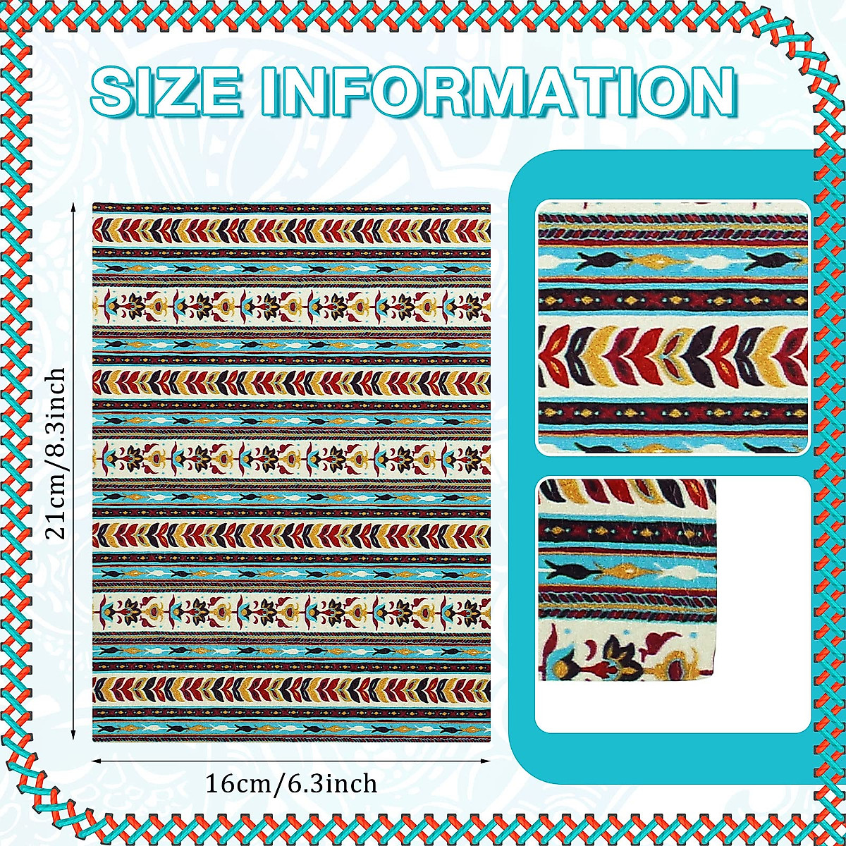 15 Set Serape Faux Leather Sheets Geometry Boho Pattern Faux Leather Patterned Sheets Striped Plaid Printed Leather Fabric for DIY Craft Making Earring Sewing Bags Hair Bows Supplies, 8.3 x 6.3 Inch