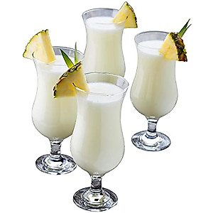 Epure Venezia Collection 4 Piece Hurricane Glass Set - Perfect for Drinking Pina Coladas, Cocktails, Full-Bodied Beer, Juice, and Water (Pina Colada (15.5 oz))