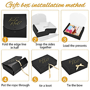 WLUSEAXI 16 Pieces Bridesmaid Proposal Box Set, 8 Pack Bridesmaid Boxes & Cards, Matron of Honor Proposal Gift Box, Maid of Honor Box, Will You be My Bridesmaid Box for Bridesmaids Gifts (Black)