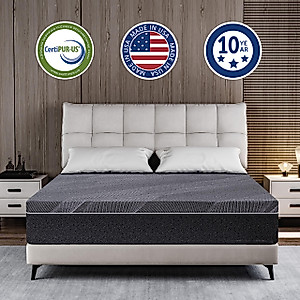 CH CHARME HOUSE Bamboo-Charcoal Full Memory Foam Mattress 12 Inch, Liquid Gel Mattress for Cool Sleep and Relieve Pressure, Bed in a Box, Made in USA, 54”x75”x12”, Black