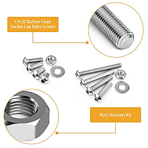 1/4-20 Hex Button Head Cap Screw, VIGRUE 300pcs 304 Stainless Steel UNC Hexagon Bolts Flat Washers Nuts Assortment Kit Machine Screws Set, 8 Sizes (Length from 3/8" to 2")