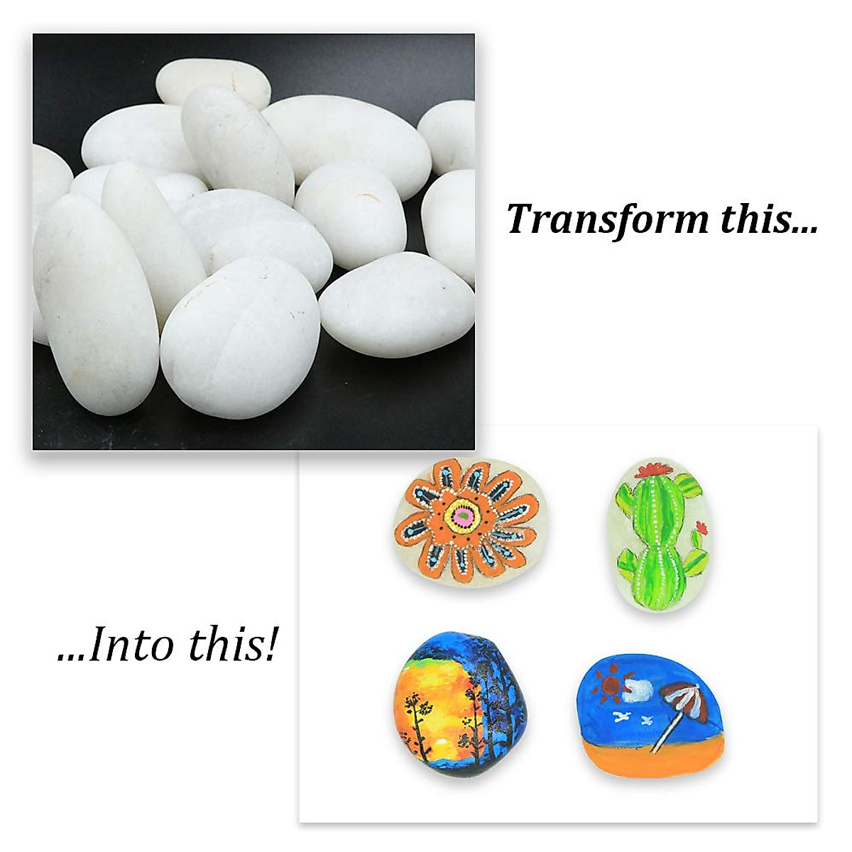 White River Rocks for Painting – 20 Big Rocks, 2” - 3.5” Inch Flat Smooth Stones, about 6 LB. of Craft Rocks for Rock Painting, Kindness Stones, Painting Rocks Supplies for Adults and Kids