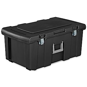 Sterilite 18429002 Footlocker Lid and Base with Titanium Handle, Black, (Pack of 2)