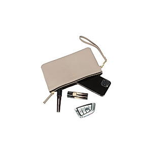 DORIS&JACKY Goatskin Leather Wristlet Clutch Wallet Cute Small Pouch Bag With Strap (Goatskin-grey, 4-grey)