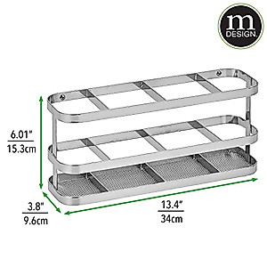 mDesign 4-Section Oval Bathroom Wall Mounted Hair Tool Storage Organizer - Metal Accessory Basket - Hanging Holder for Hair Dryer, Straightener, and Curling Iron - Carson Collection - Chrome