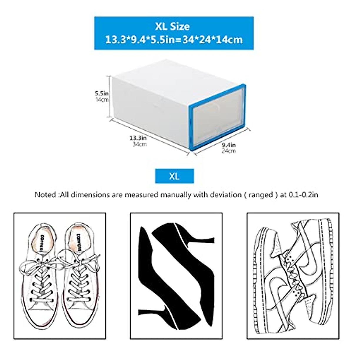 YWHGPI2014 Transparent shoe box 12pack (white) Shoes Organizers Plastic Thickened Foldable Dustproof Storage Box Combined Shoe Cabinet