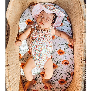 Moses Basket Baby Sheet Bassinet Set 2 Pack Sheet Cradle Fit for Halo Bassinet Swivel Sleeper Fitted Hourglass Bassinet Mattress Sheet (Floral)