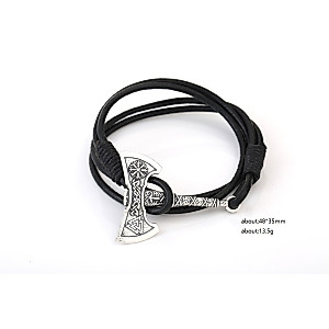 TEAMER Viking Axe Helm of Awe Wrap Bracelet Valknut Amulet Norse Viking Bracelet (Style 1)