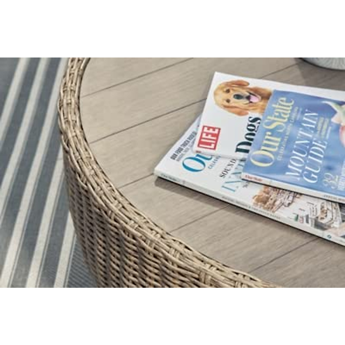 Signature Design by Ashley Danson Bohemian Outdoor Resin Wicker Round Coffee Table, Brown